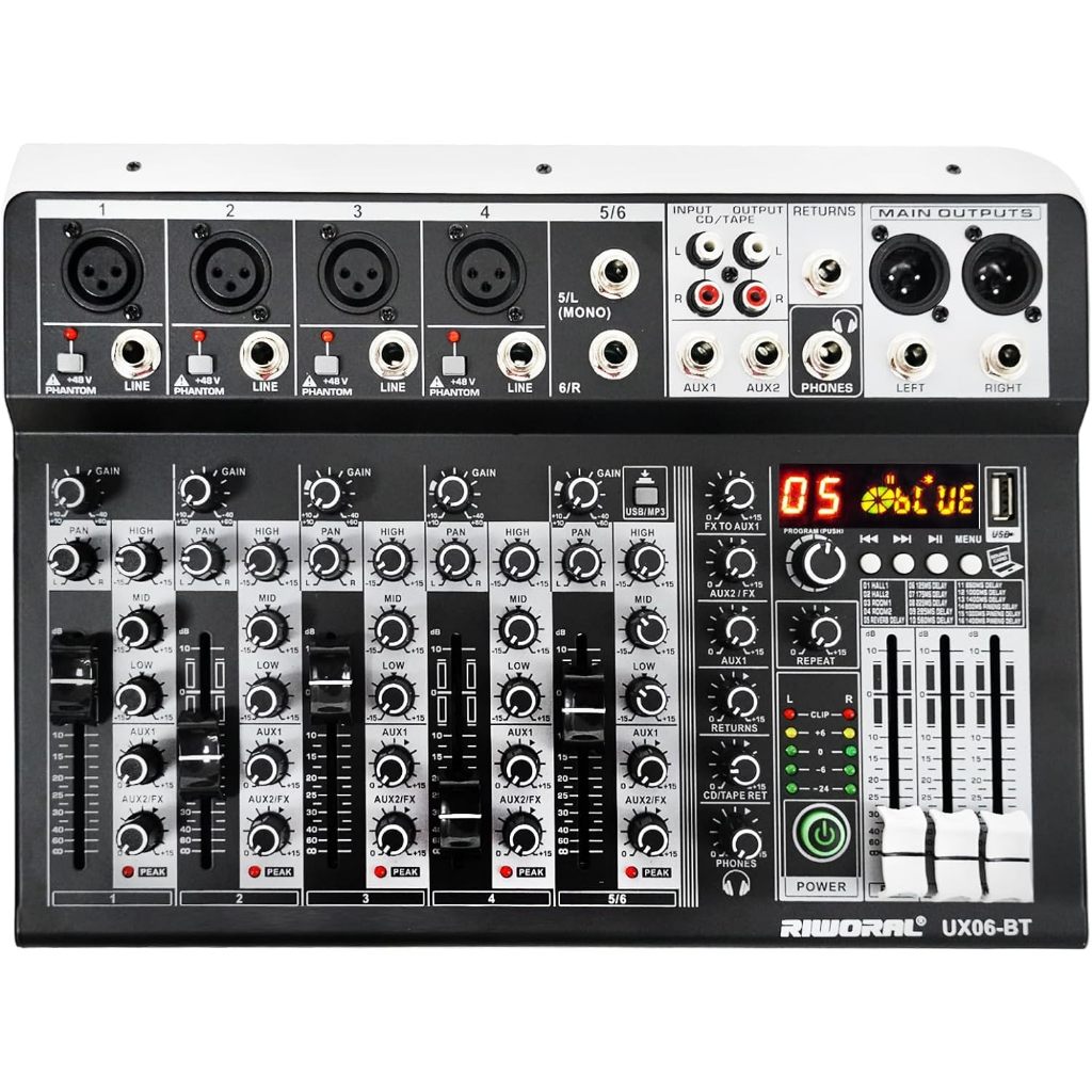 BOMGE 4, 6 ช่องอินเทอร์เฟซเสียง Soundboard Mixer 16-Bit DSP DJ Reverb ...