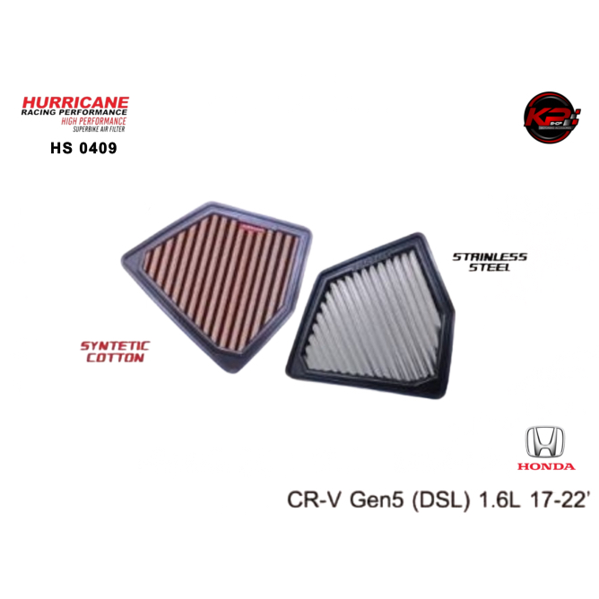 กรองอากาศ HURRICANE FOR HONDA CR V GEN5(DSL) 1.6L 2017-2022 (HS 0409) | Shopee Thailand