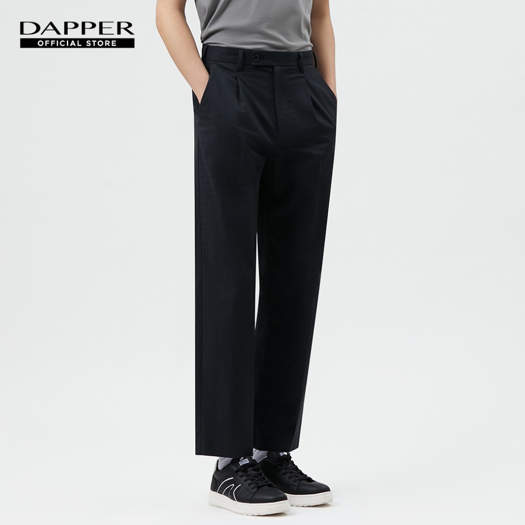 DAPPER กางเกงขายาว Logo Jacquard Pleated Wide Pants สีดำ (TC3B1/251RSJ) | Shopee Thailand
