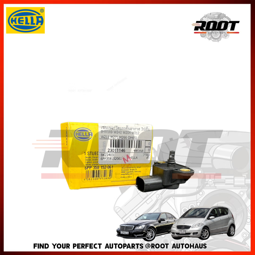 HELLA เซ็นเซอร์วัดแรงดันอากาศ 3 ปลั๊ก สำหรับ BENZ W169 W242 W204 W212 ...