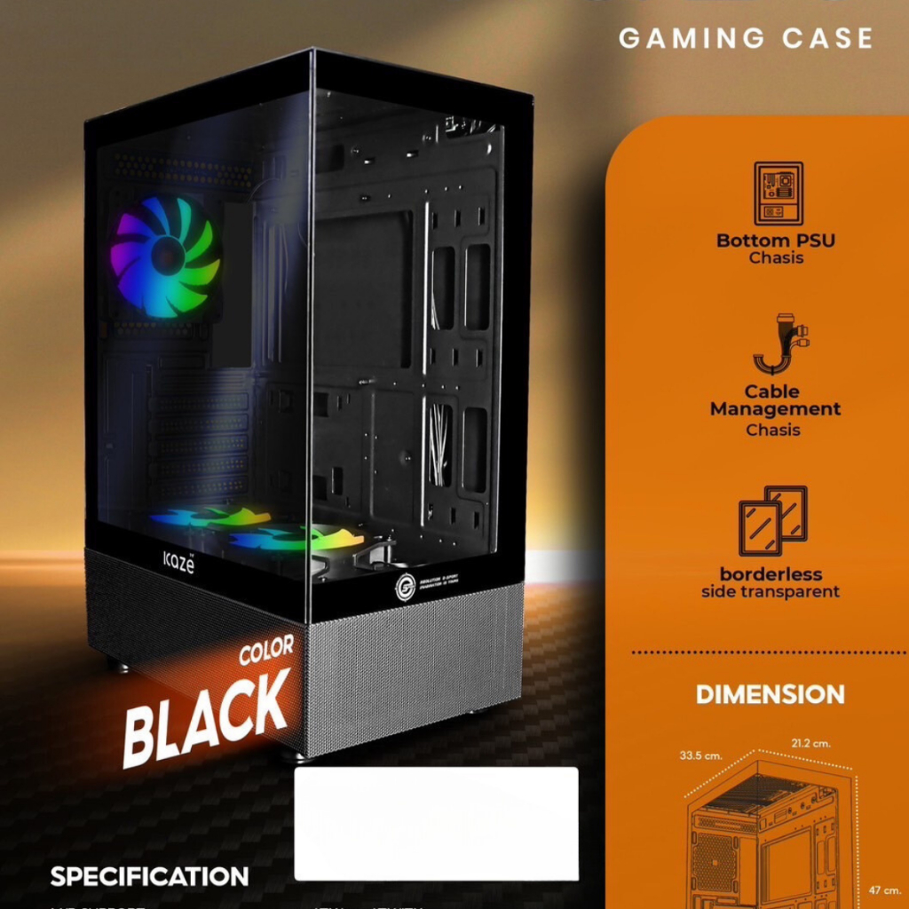 KAZE (BLACK) CASE NEOLUTION (เคสคอมพิวเตอร์) สีดำ รองรับ ATX - ITX ของแท้ ใหม่ล่าสุด | Shopee ...