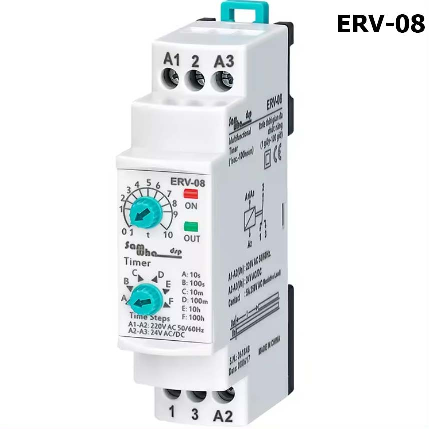 ERV-08 AERV-08 Multi Function Delay Timer Relay ดีเลย์ ไทเมอร์ รีเลย์ ปรับเวลาได้ 220V 24V AC DC ...