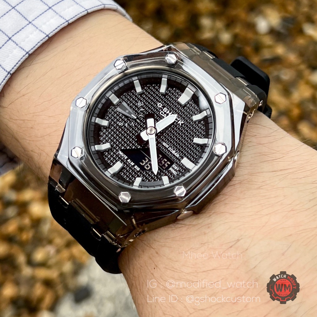 G-Shock Casioak Black Transparent Black Rubber with Black Waffle Dial ...