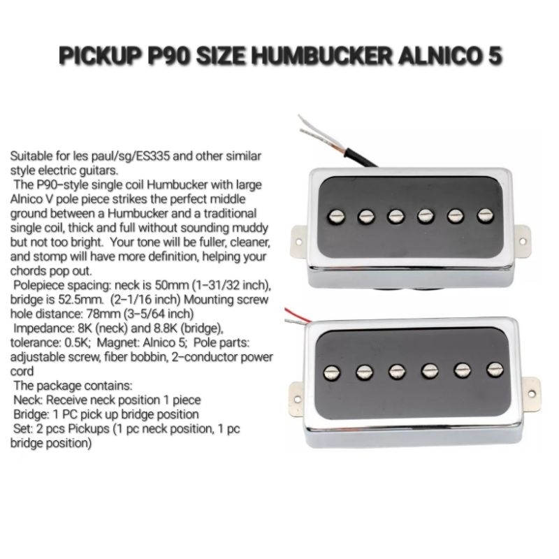 ปิ๊กอัพกีต้าร์ไฟฟ้า รุ่น P90 SIZE HUMBUCKER ALNICO 5 | Shopee Thailand