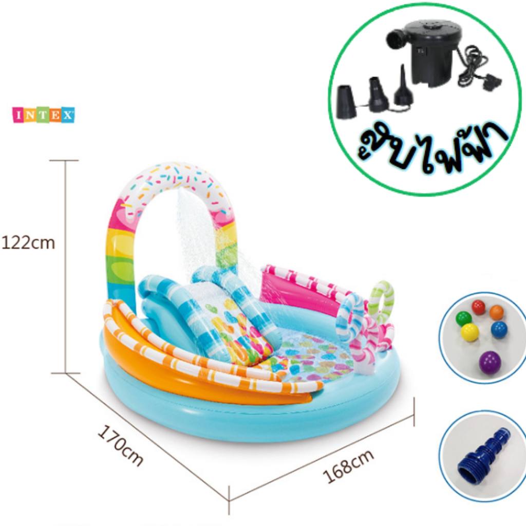 Intex 57149สระสวนน้ำลูกกวาด/INTEXสระน้ำสไลเดอร์ ฟัน แอนด์ ฟรุ๊ตตี้ ...