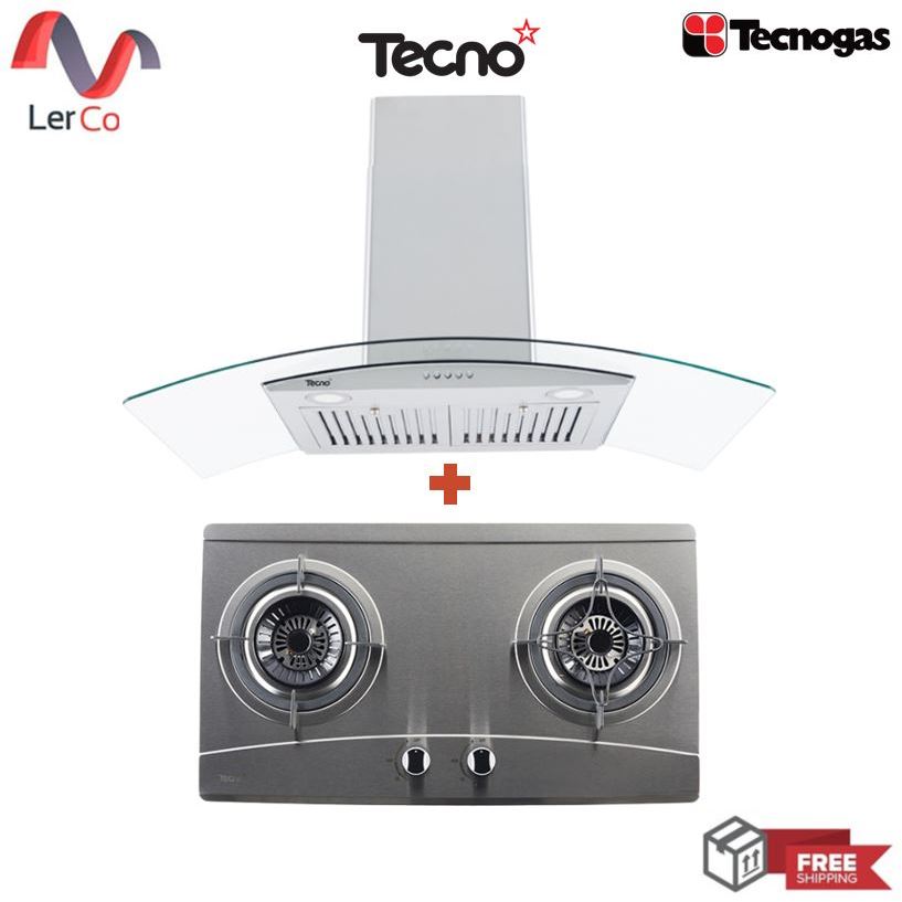 (Tecno) Tecnostar เครื่องดูดควัน 90 ซม. รุ่น TNS HD 3590 GB + เตาแก๊ส 2 หัว รุ่น TNS HB JET SS ...