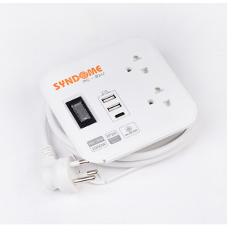 PLUG (ปลั๊กไฟ มอก.) SYNDOME (PC-21U) 2 Port / USB 2 ช่อง / USB Type-C 1 ช่อง ความยาวสาย 1 เมตร ...