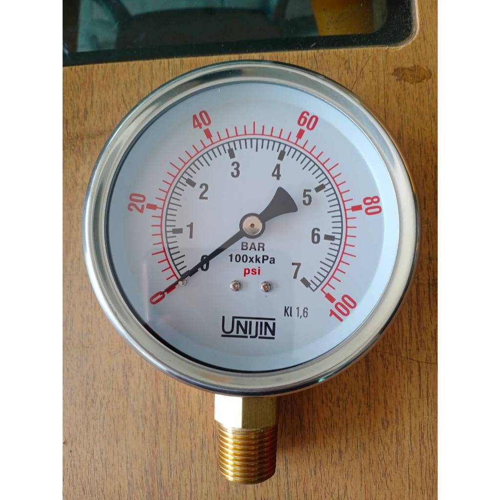 UNIJIN Pressure Gauge STL Model P250 Size 4" เกลียว 1/2" BSPT ออกล่าง มีน้ำมัน | Shopee Thailand