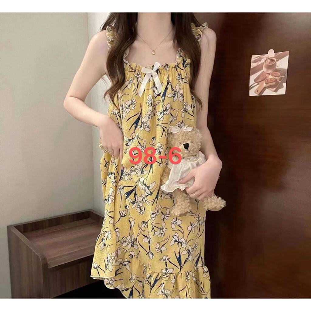 98-1ชุดนอนกระโปรงลายใหม่ ผ้านิ่ม มีฟองน้ำ พร้อมส่งที่ไทย | Shopee Thailand