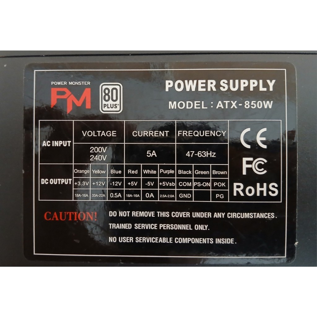 POWER SUPPLY MONSTER PM850W - 850W 80 PLUS | Shopee Thailand