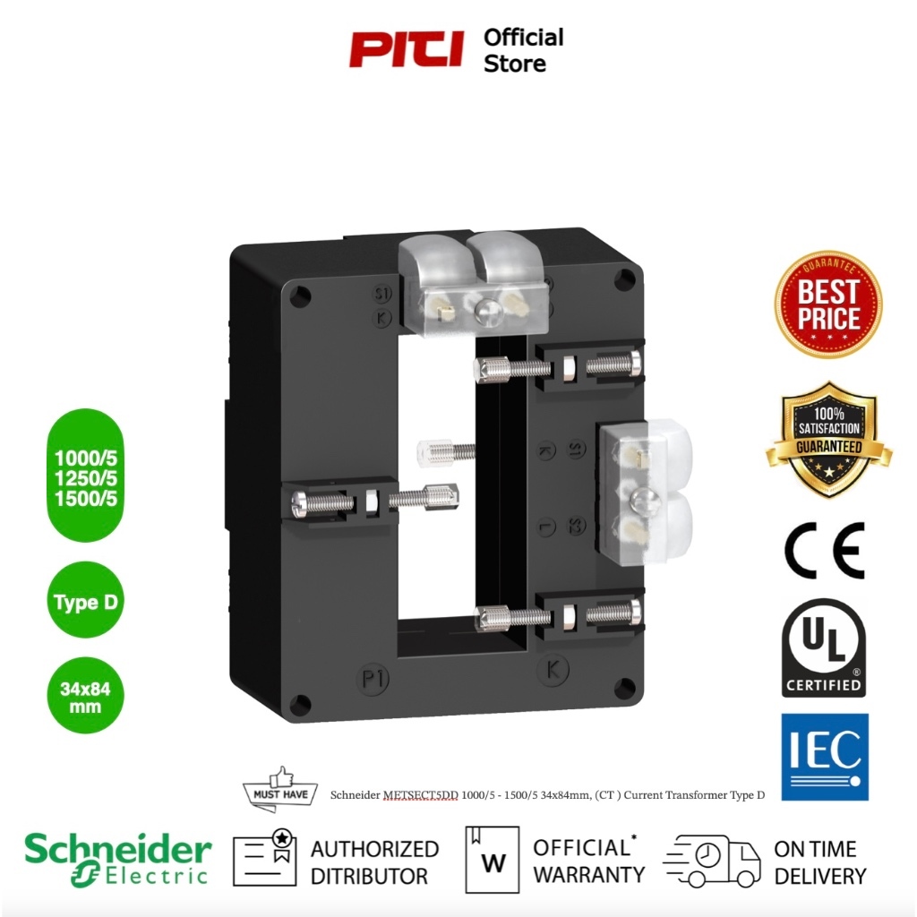 Schneider CT METSECT5DD100 (1000/5A) Current Transformer Type-D 34 x ...