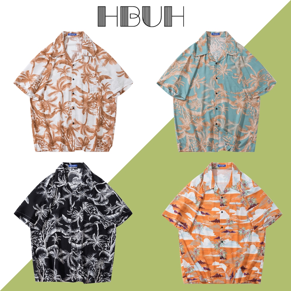 HBUH เสื้อฮาวาย เสื้อเชิ้ต สงกรานต์ ลายดอก พื้นดำ พื้นขาย สงกรานต์ แบบ ...