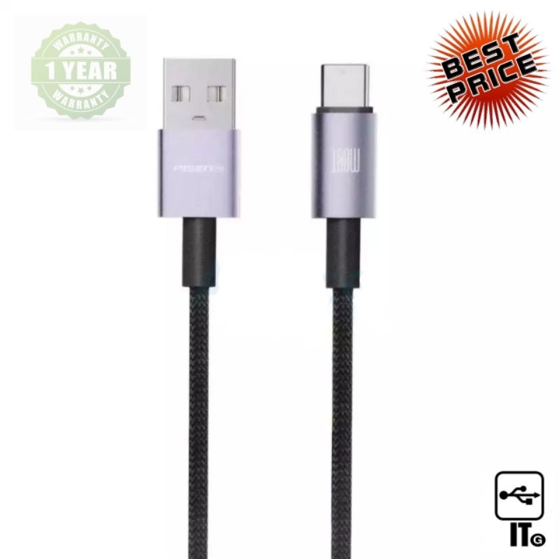 1.2M Cable USB To Type-C PISEN (LT-TC58-1200) Black ประกัน 1Y สายชาร์จ ...