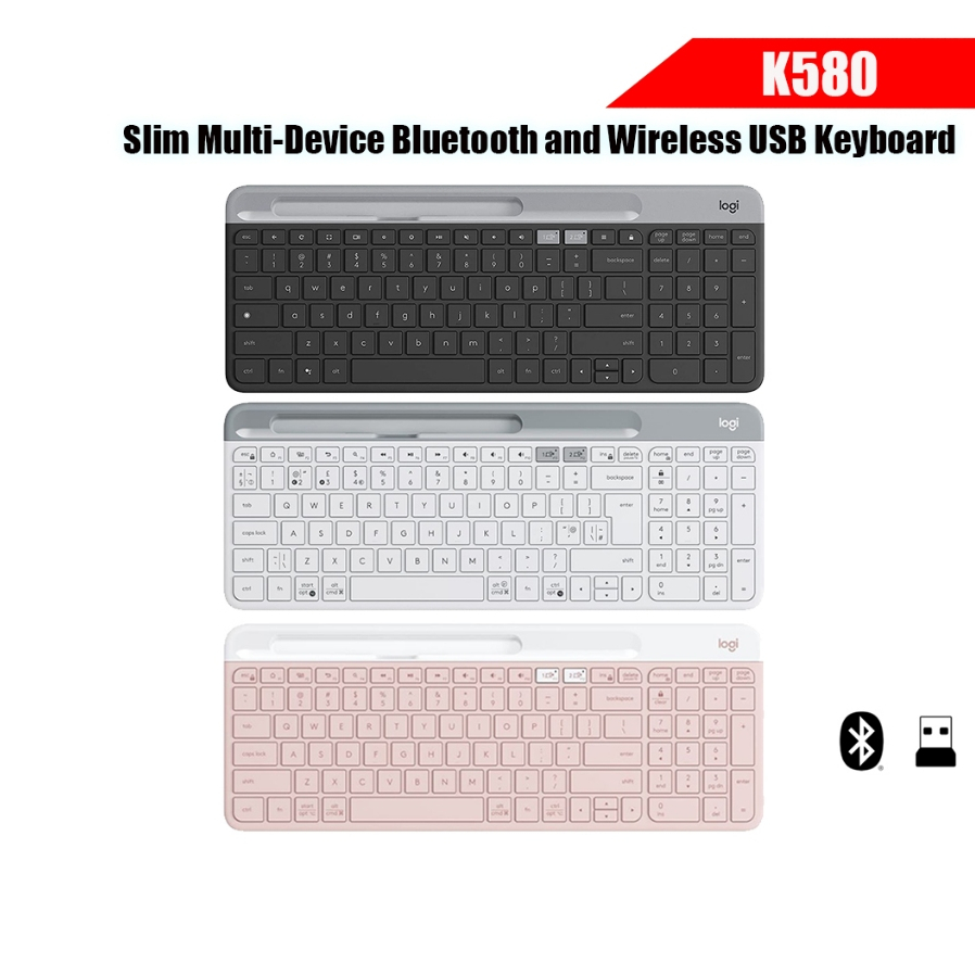 Logitech K580 Slim Multi-Device Wireless Bluetooth and USB Keyboard คีย์บอร์ดไร้สาย บลูทูธ และ ...