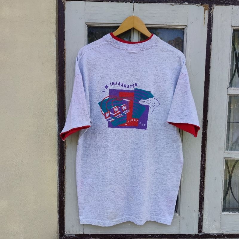 เสื้อยืดวินเทจ 90s Comforce 4-Sight Fax Software Double Collar T-Shirt ...
