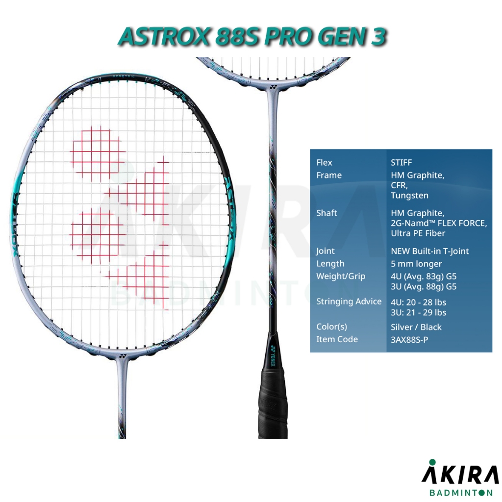YONEXไม้แบดมินตัน รุ่นASTROX 88D PRO / 88S PRO GEN3 แถมเอ็นและซอง พร้อมใบประกันศูนย์ไทย 3 เดือน ...