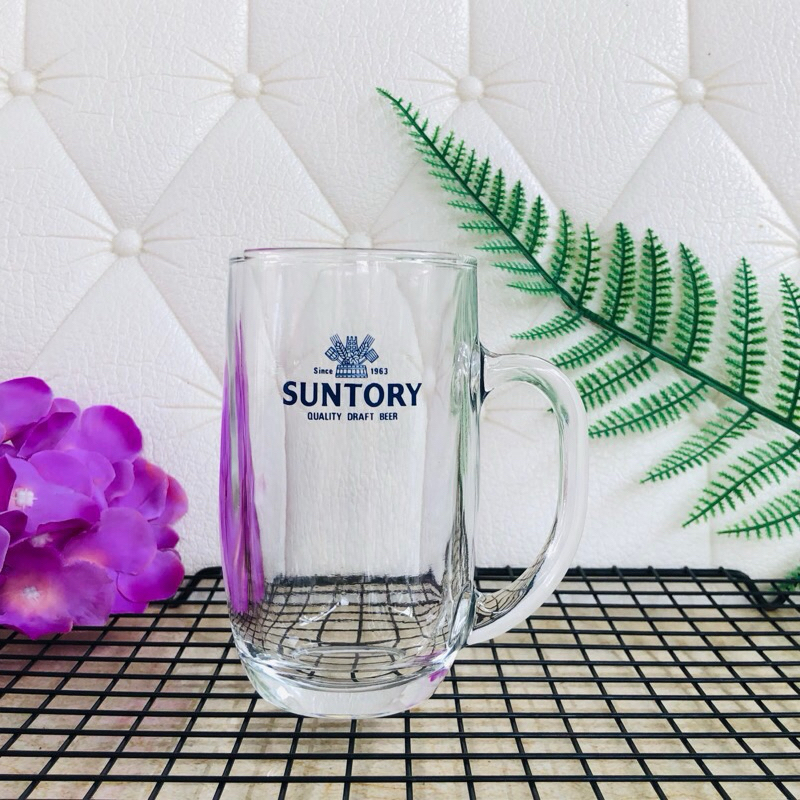 แก้วเบียร์ SUNTORY QUALITY DRAFT BEER มีหูจับ ขนาด 300ml มือสอง ของแท้ ...