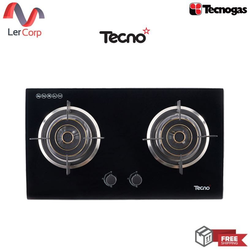 (Tecno) เตาแก๊ส 2 หัวเตา แบบฝังเฟอร์นิเจอร์ โครงสร้างกระจกนิรภัย-สีดำ 7 รุ่น tns hb 207140 gb ...