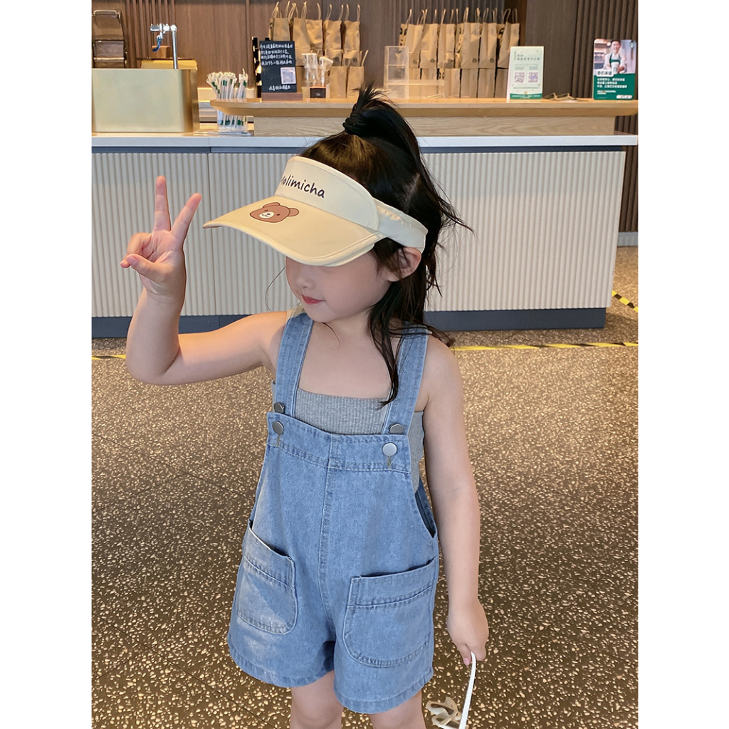 jqk ชุดเซ็ทเอี้ยมยีนส์ +เสื้อสายเดี่ยวสีเทา แฟชั่นเด็กน่ารักๆ รุ่น LL045 | Shopee Thailand