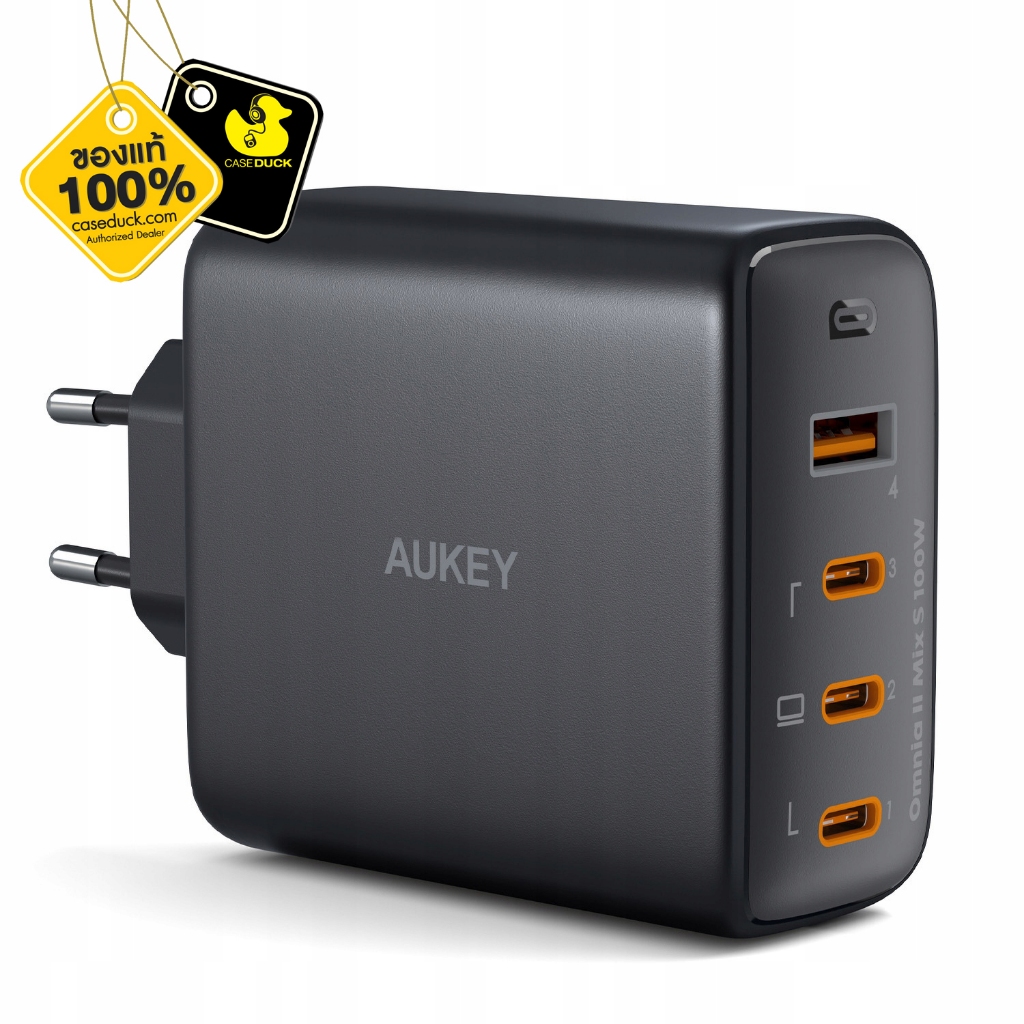 Aukey Omnia II Mix S 100w 4 Port PD Charger with GaNFast Technology (PA-B7S) | Shopee Thailand