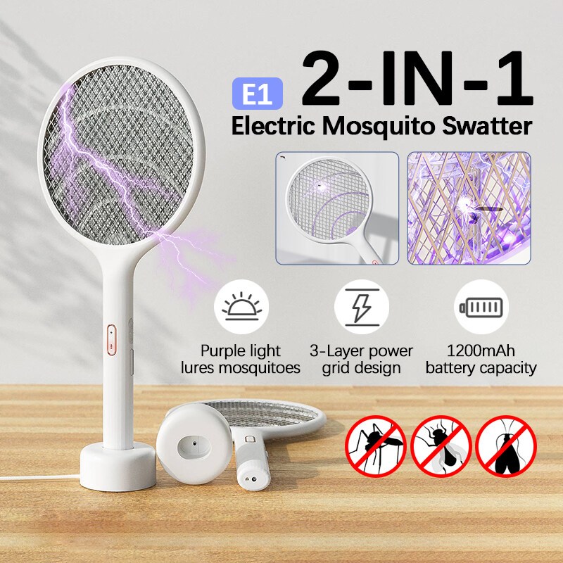 Xiaomi Qualitell ไม้ช็อตยุงไฟฟ้า 2 in1 Electric Mosquito Swatter รุ่น E1 แบบติดผนังได้ มีขาตั้ง ...