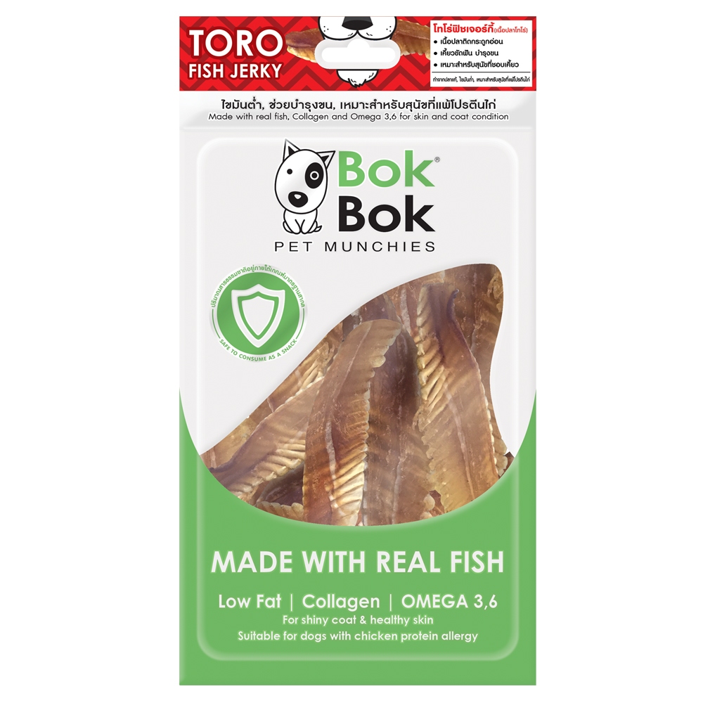 BokBok Toro Fish Jerky ขนมสุนัข สูตรเนื้อปลาติดกระดูก ขนาด 50 G(50g ...