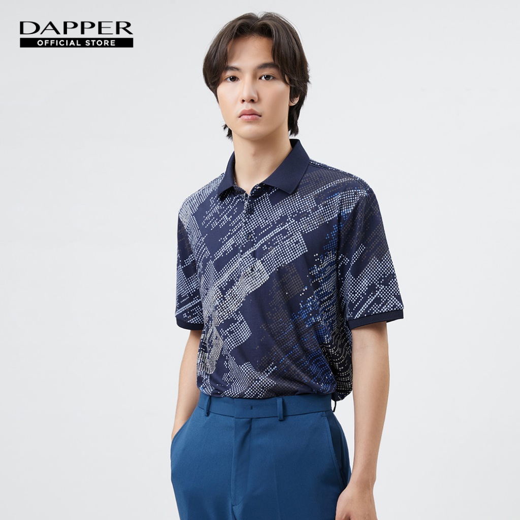 DAPPER เสื้อโปโล Halftone Dot Print สีน้ำเงิน (KPN1/657RP) | Shopee ...