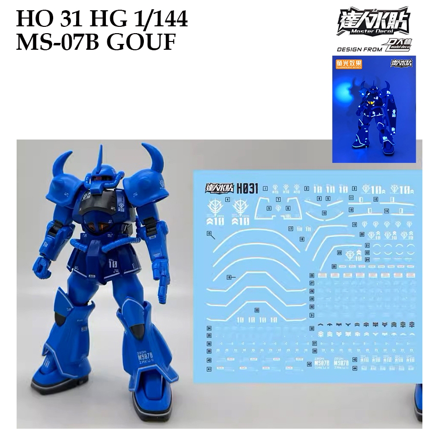 ดีคอลน้ำ [MASTER DALIN] HO 31 HG MS-07B GOUF 1/144 WATER SLIDE DECAL ...