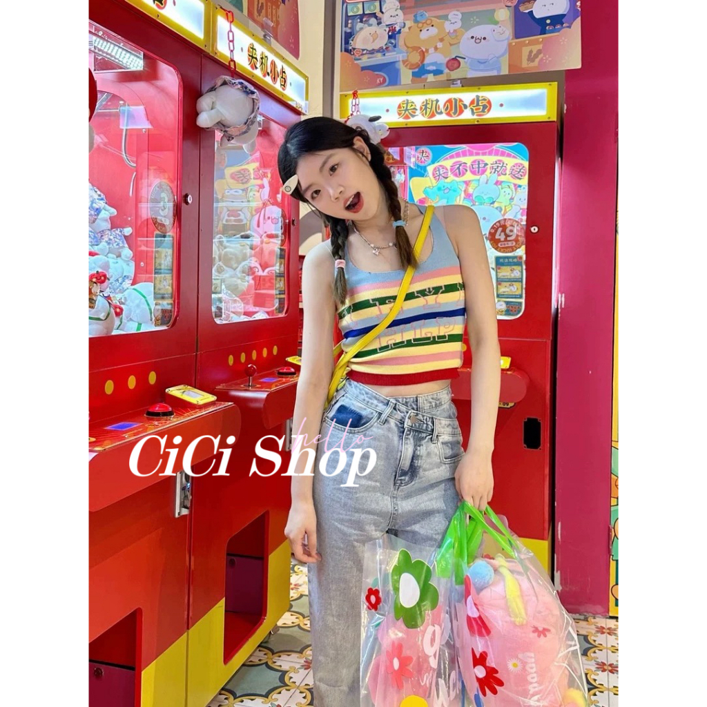 Cicishop(6589)เสื้อครอปสายเดี่ยวงานไหมพรม detail งานไขว้หลังสไตล์สาวเผ็ดหวาน | Shopee Thailand