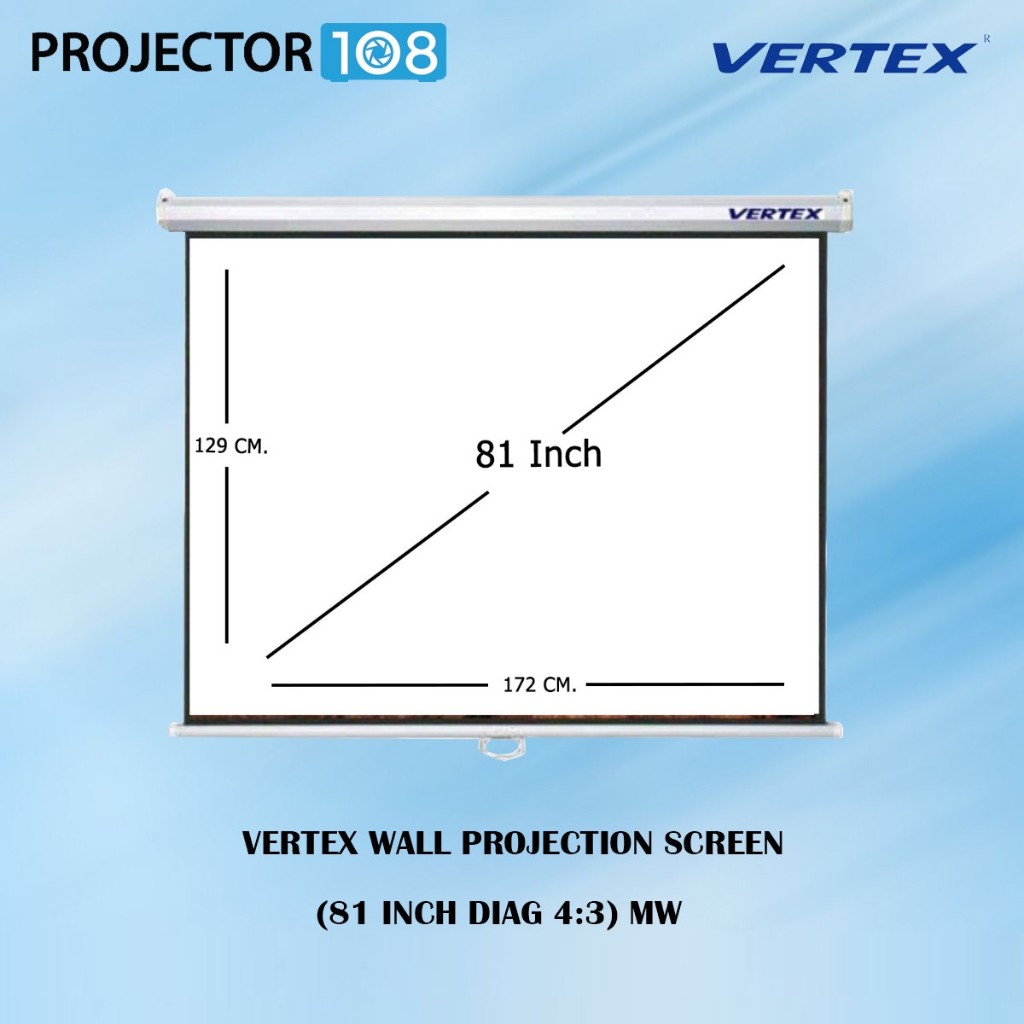 VERTEX Wall Projection Screen 81 Inch อัตราส่วน 4:3 (172 x 129 cm.) MW ...