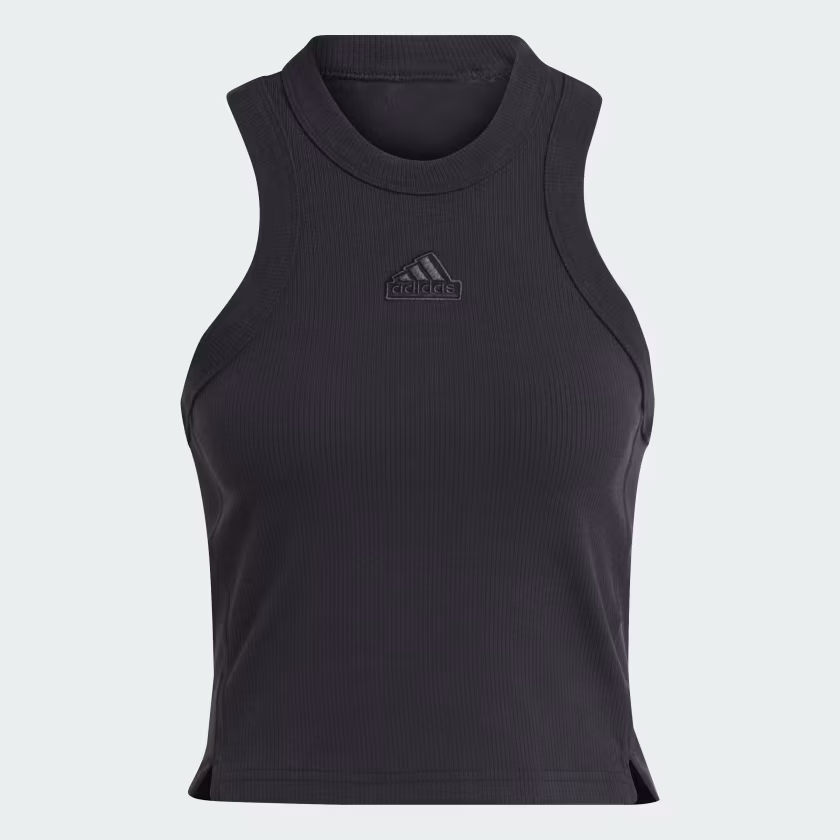 Adidas เสื้อกล้ามทรงครอปแต่งผ้าริบ LOUNGE | Shopee Thailand