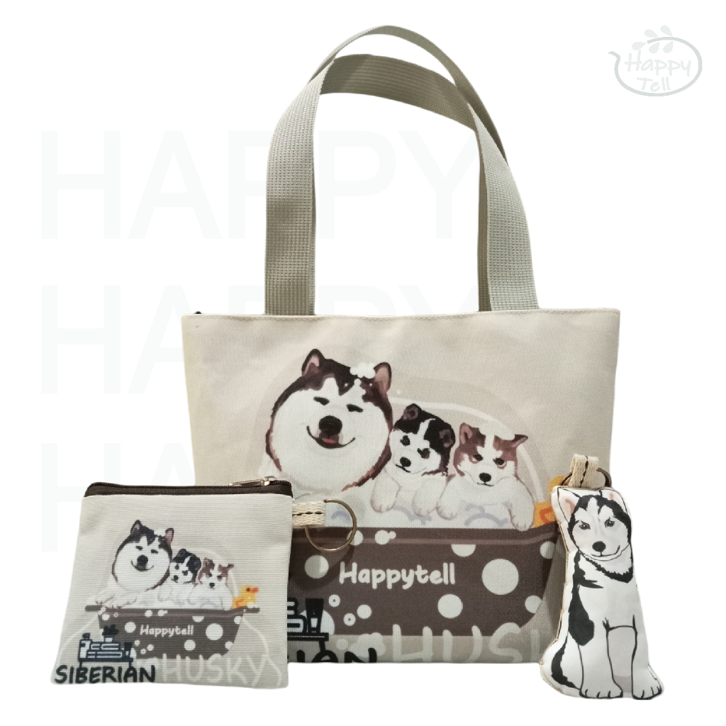 Happy Tell ชุดกระเป๋าถือสุดคุ้ม1 เซต ได้ 3 ชิ้น ผ้าแคนวาส Hand Bag Set ...