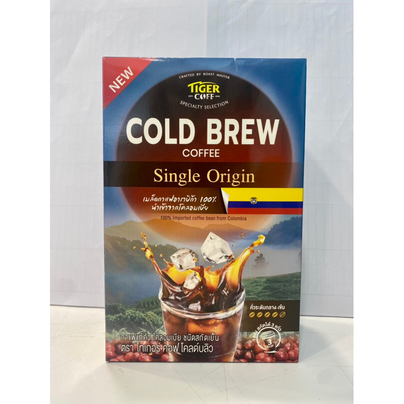 กาแฟคั่วบด โคลอมเบีย สำหรับสกัดเย็น TIGER COFF COLD BREW SINGLE ORIGIN COLOMBIA (35กรัม x 3 ซอง ...