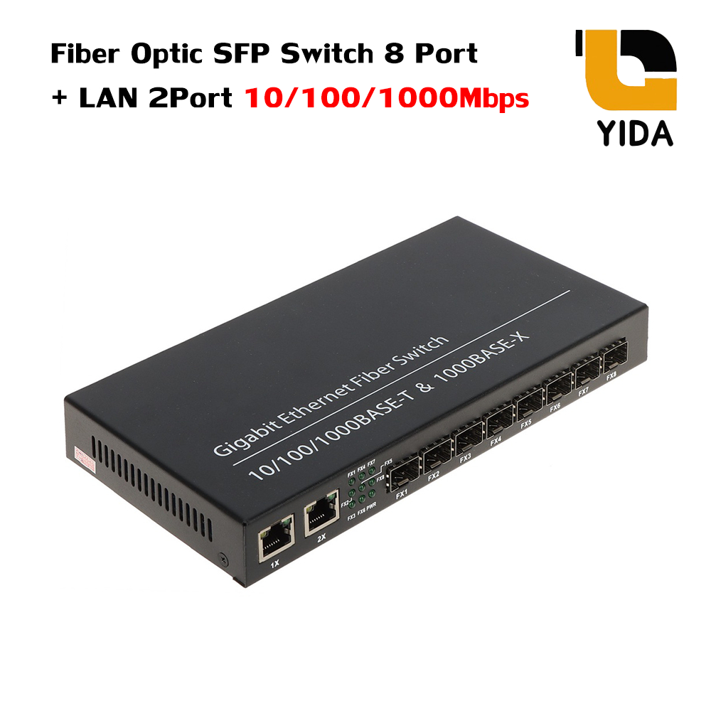 SFP Switch 8 Port Fiber + LAN 2Port 10/100/1000Mbps Fiber Optical Media Converter | Shopee Thailand