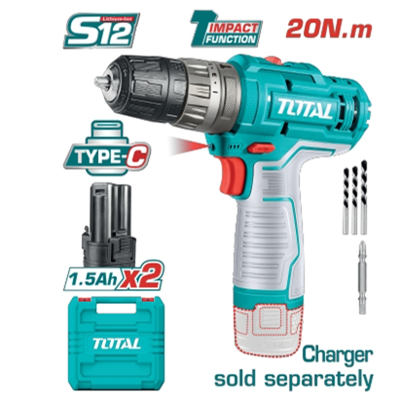 TOTAL สว่านกระแทกแบตเตอรี่ไร้สาย 12V #TIDLI12202 | Shopee Thailand