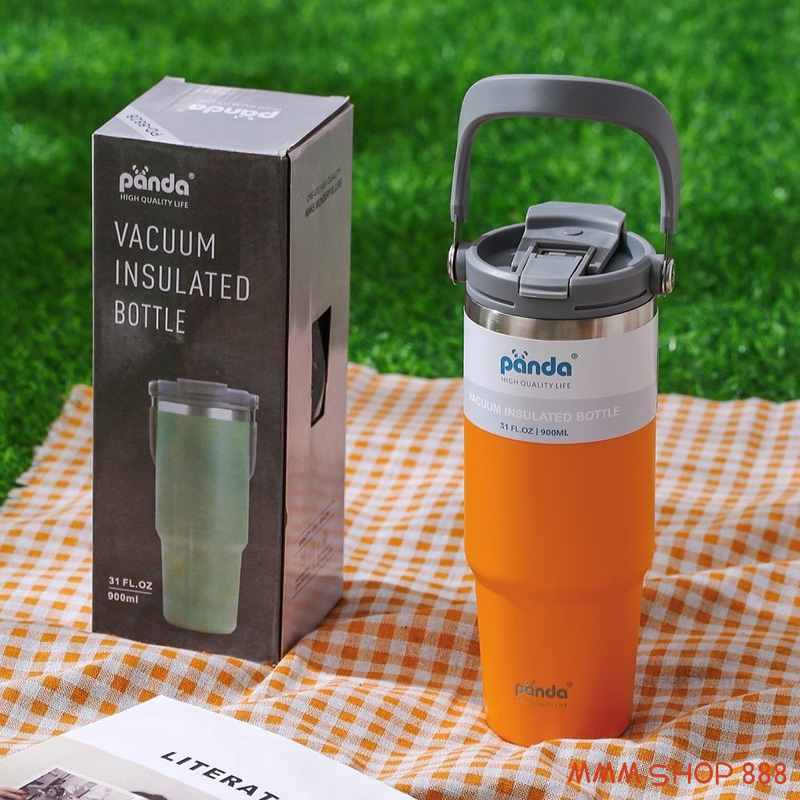 แก้วเก็บความเย็น PANDA รุ่น 900ML 31FL แบบใหม่มีที่จับหูหิ้ว แก้วสแตนเลส 304 | Shopee Thailand