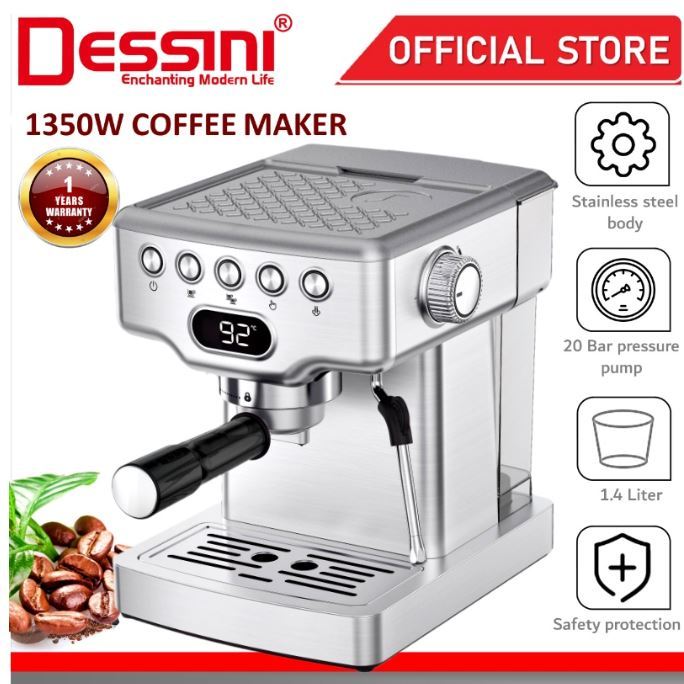 DESSINI ITALY 20 Bar Espresso Coffee Maker Brew Froth Cappuccino Latte ...