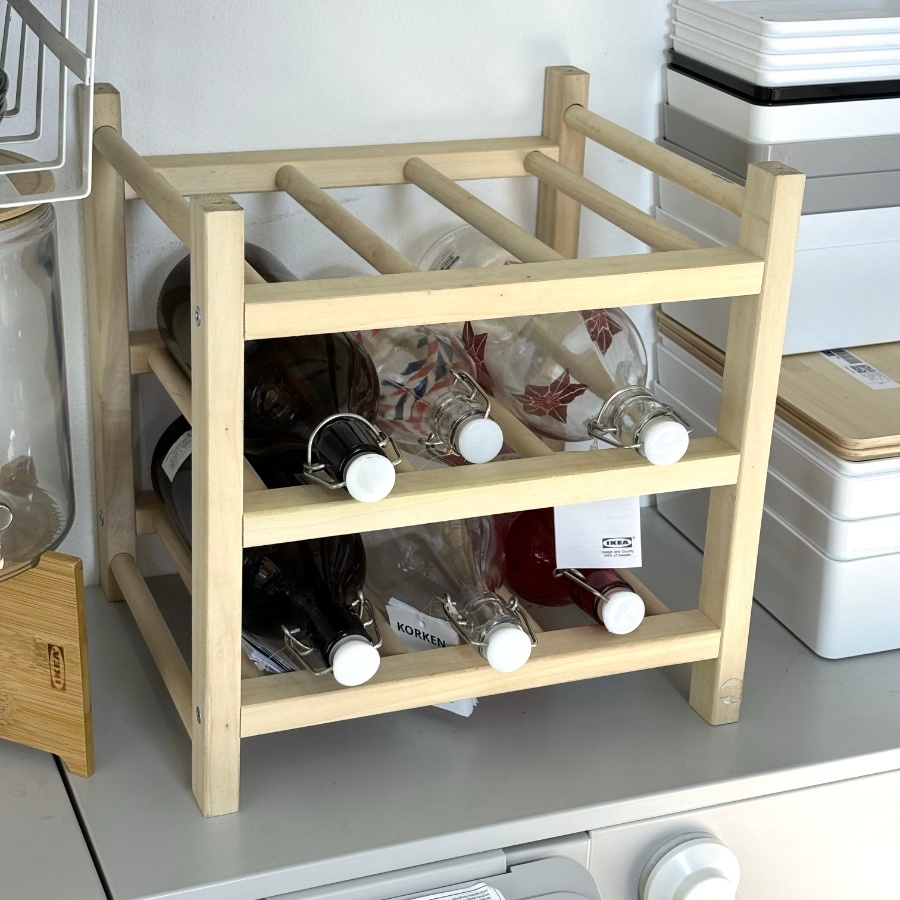 ชั้นวางขวดไวน์ 9 ขวด IKEA ไม้จริง HUTTEN | Shopee Thailand