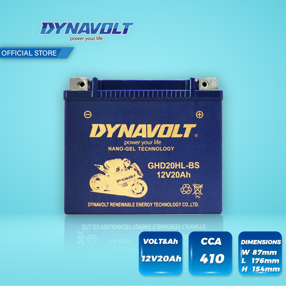 DYNAVOLT GHD20HL-BS ไดน่าโวลท์ แบตเตอรี่มอเตอร์ไซค์ แบตเตอรี่ นาโนเจล ...