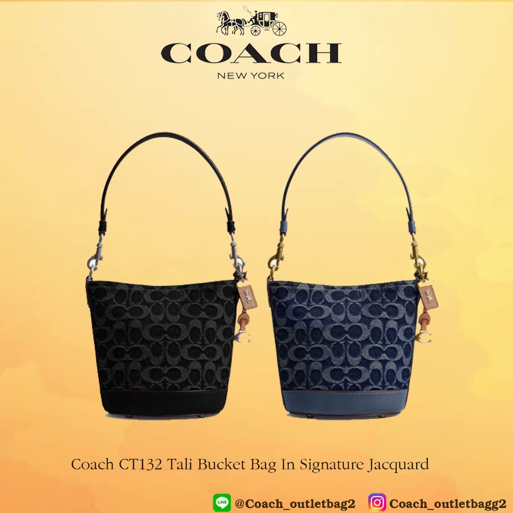 💯Coach CT132 Tali Bucket Bag In Signature Jacquard | Shopee Thailand