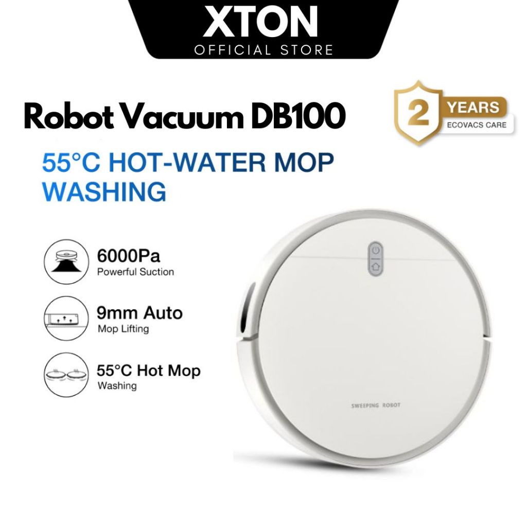 XTON Robot Vacuum DB100 หุ่นยนต์กวาด เครื่องดูดฝุ่น พัดลมดูดทรงพลัง 4000Pa การนำทางด้วยเลเซอร์ ...