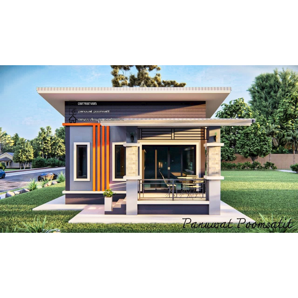 M34 แบบบ้านโมเดิร์น 2ห้องนอน 1ห้องน้ำ พื้นที่ใช้สอย 50 ตร.ม. [จัดส่งฟรี ...