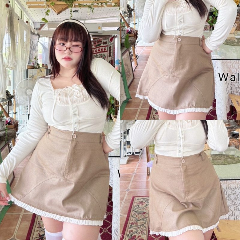 กระโปรงสาวอวบ (รุ่นระบายจิ๋ว) ผ้ายีนส์เนื้อนิ่ม เอว32-46นิ้ว (มีไซซ์) plussize | Shopee Thailand