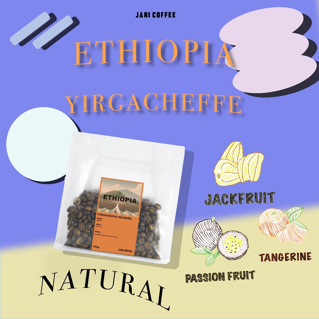 Ethiopia yirgacheffe kochere G1 natural process เมล็ดกาแฟ specialty coffee 150g | Shopee Thailand