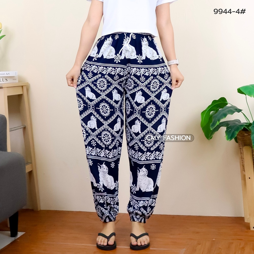 9922# 9944# กางเกง ขายาว งานขาจั้ม พิมพ์ลายแมว/กราฟิก น่ารัก ผ้าสปัน ใส่ได้ทั้งชายและหญิง ...