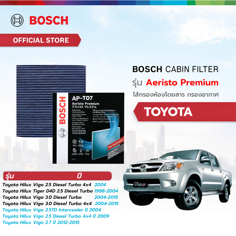 Bosch Cabin Filter รุ่น Aeristo Premium ไส้กรองห้องโดยสาร กรองไวรัส ...