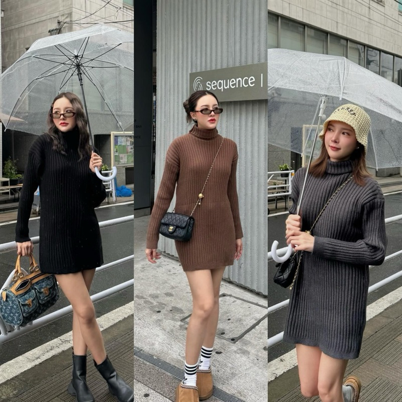 MALIMAYS - Keppel knit dress เดรสไหมพรมคอเต่า | Shopee Thailand