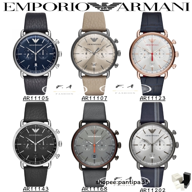 Emporio Armani นาฬิกาข้อมือผู้ชาย Aviator Grey dial Black รุ่น AR11105 ...