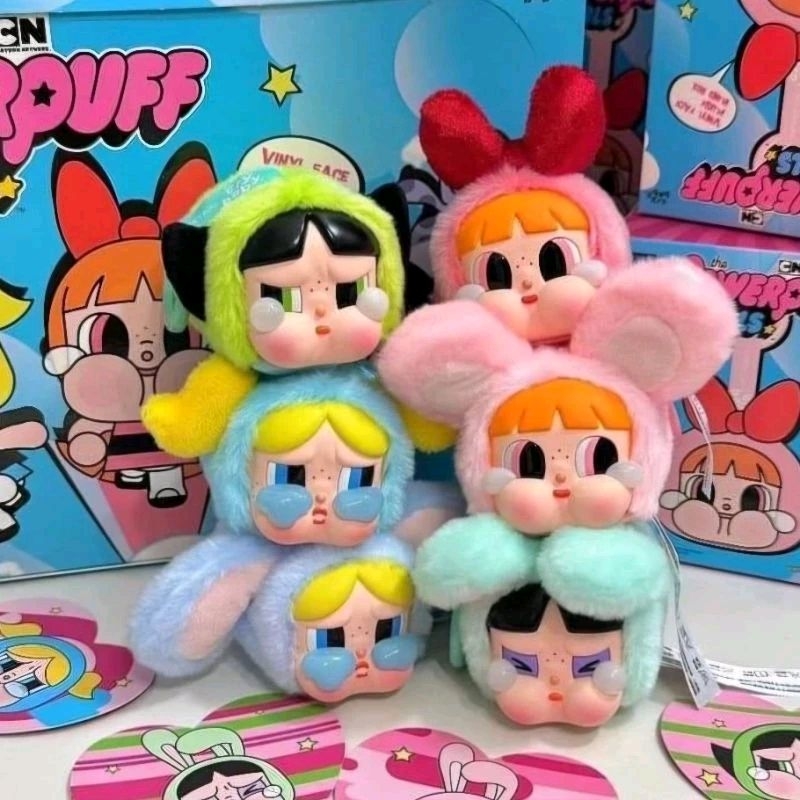 (พร้อมส่ง ️)(ยกบ็อก ลุ้น Secret) พวงกุญแจ CRYBABY x Powerpuff Girls ...