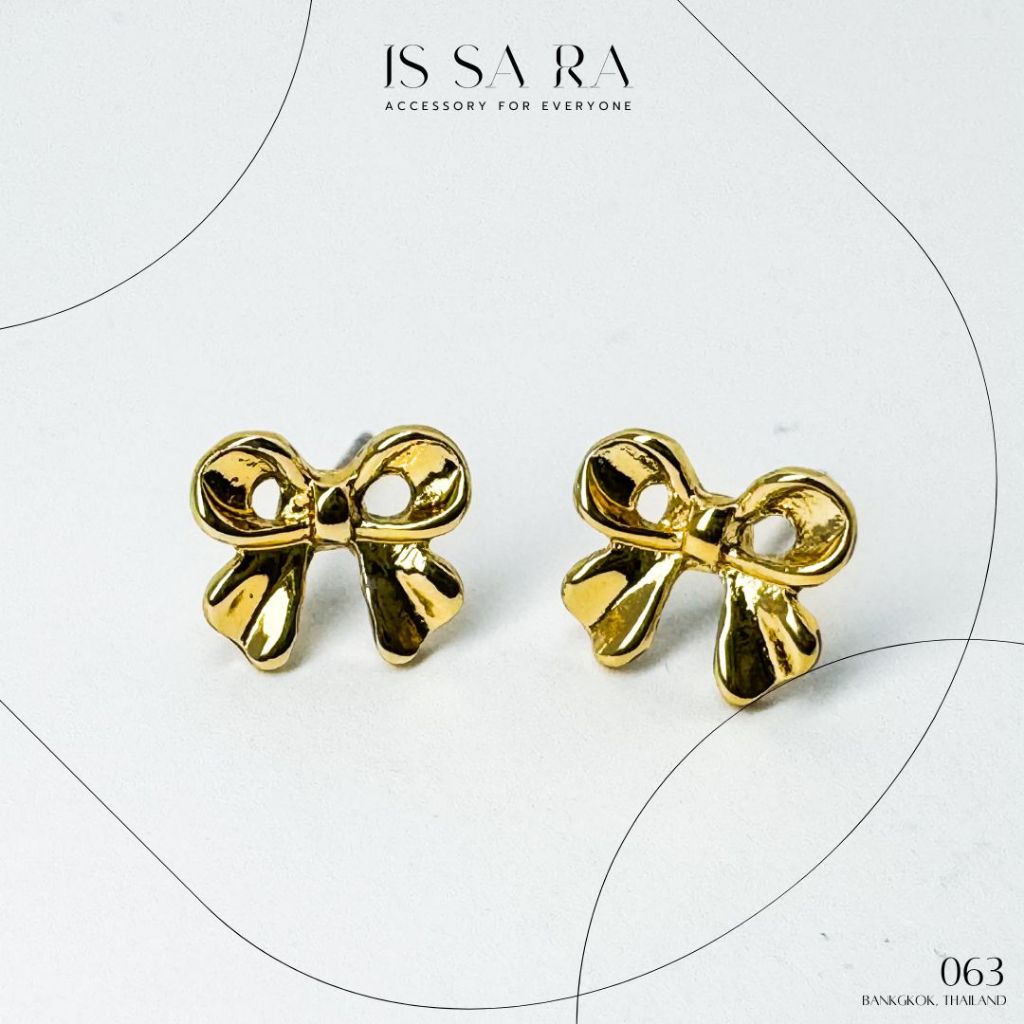 ISSARA - THAILAND ต่างหูโบว์ สายฝอ รุ่น062,063 สีทอง | Shopee Thailand